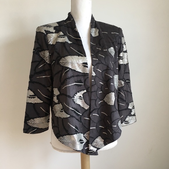 Alberto Makali | Jackets & Coats | Alberto Makali Grey Sequin Feather ...